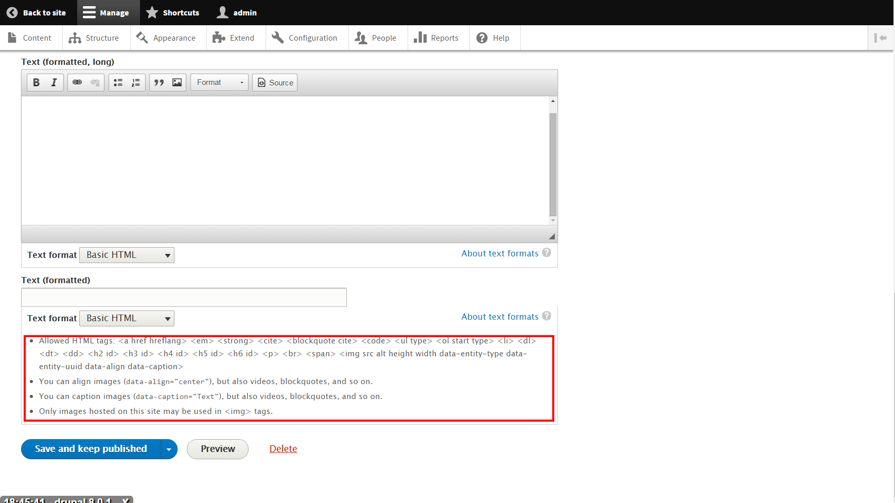 Allow to hide text format help text for Text(formatted) [#2629618] | Drupal.org